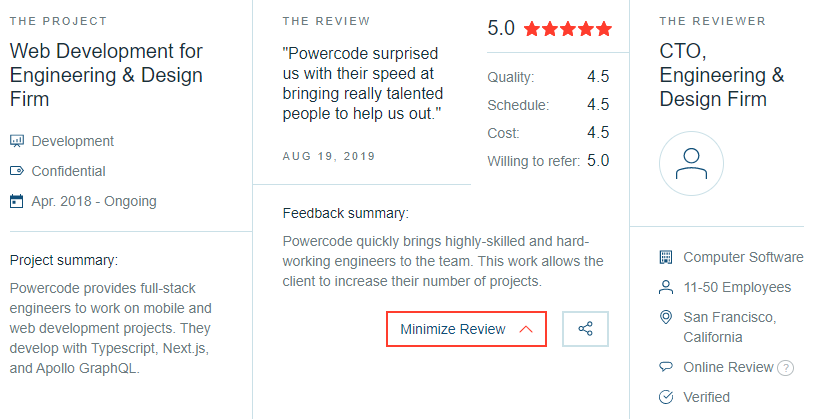 Our 5-Star Rating and Review on Clutch | Powercode